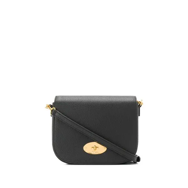 Mulberry Leather Satchel With Twist-lock Closure - Black