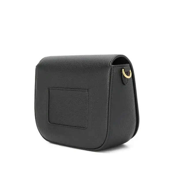 Mulberry Leather Satchel With Twist-lock Closure - Black