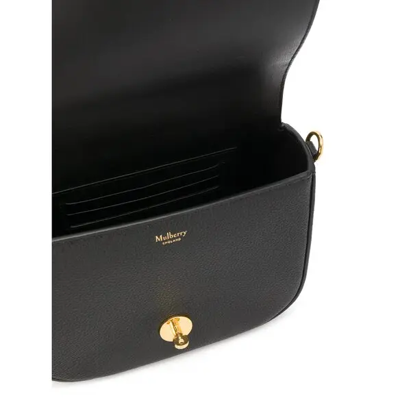 Mulberry Leather Satchel With Twist-lock Closure - Black