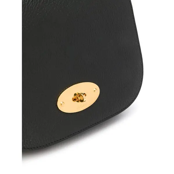 Mulberry Leather Satchel With Twist-lock Closure - Black