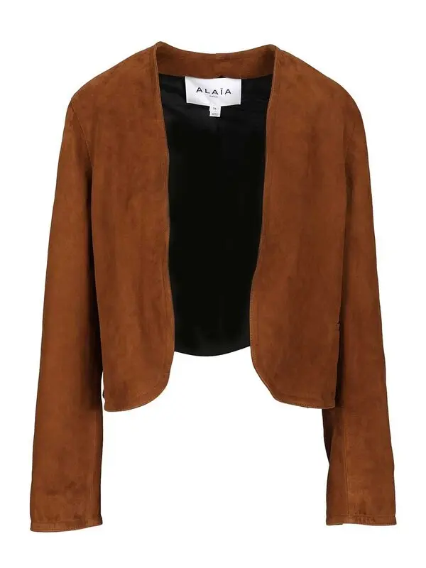 Alaïa Short Suede Blazer - Brown
