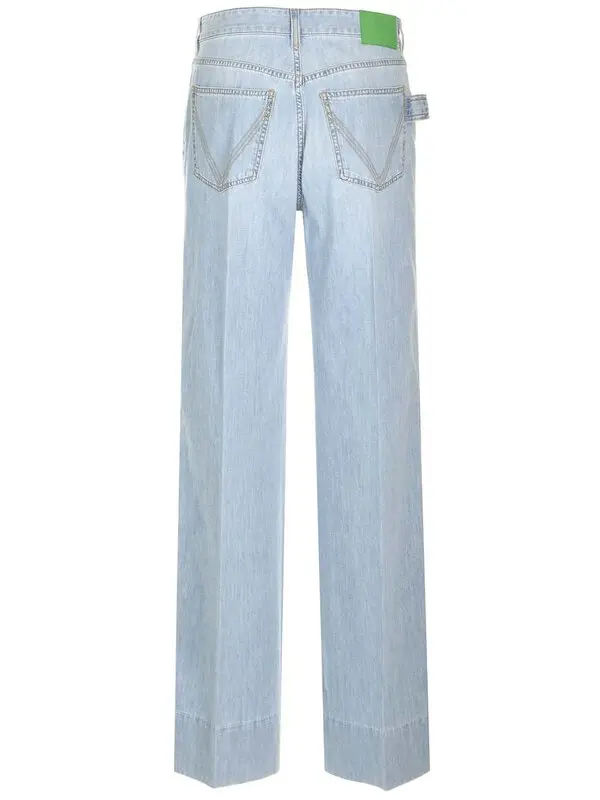 Bottega Veneta Light Bleach Denim Wide Leg Pants - Blue