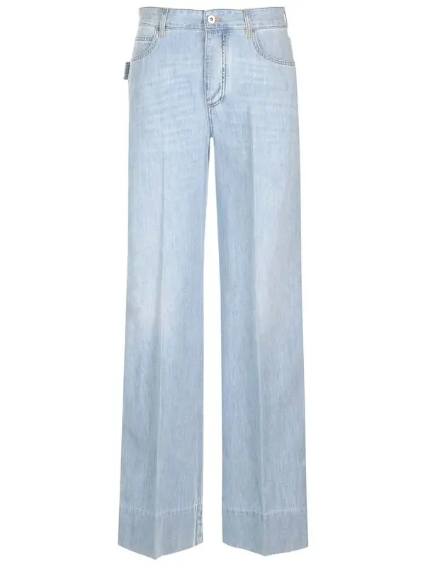 Bottega Veneta Light Bleach Denim Wide Leg Pants - Blue