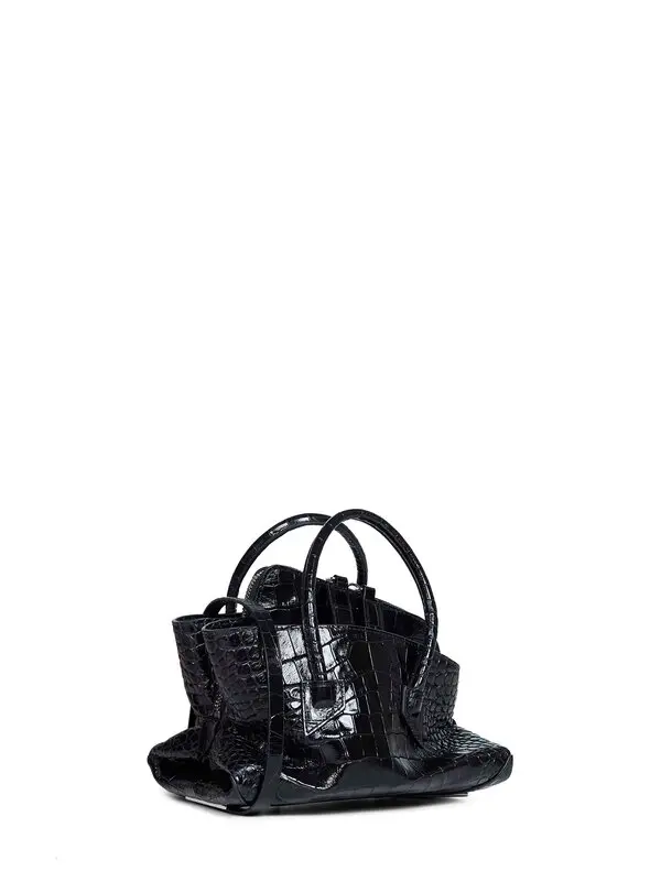 Attico Black Leather La Passeggiata Mini Top Handle Bag