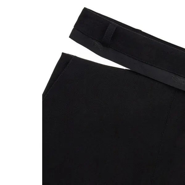 Fendi Virgin Wool Grain De Poud Skirt With Waist Logo Band
