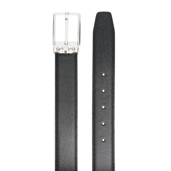 FERRAGAMO Calfskin Leather Belt With Logo Buckle - Black