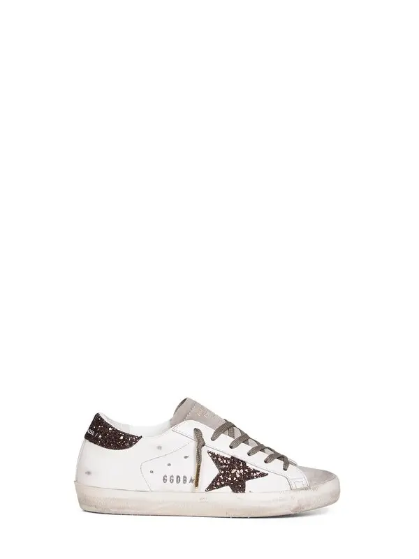 GOLDEN GOOSE Milk Leather Super-star" Sneakers With Glitter Accents - Multicolor