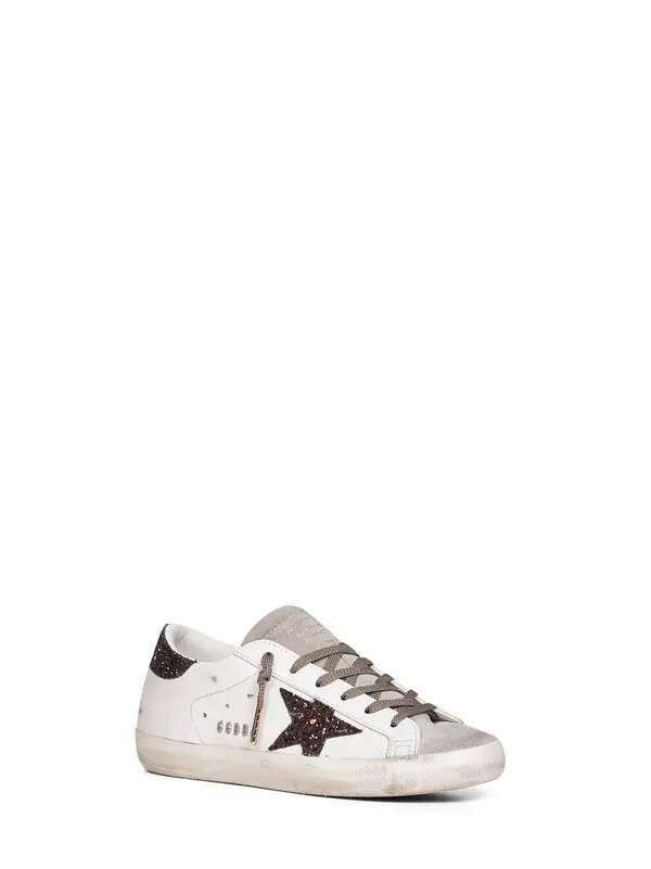 GOLDEN GOOSE Milk Leather Super-star" Sneakers With Glitter Accents - Multicolor