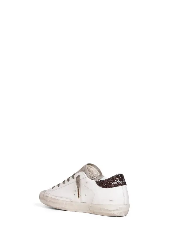 GOLDEN GOOSE Milk Leather Super-star" Sneakers With Glitter Accents - Multicolor