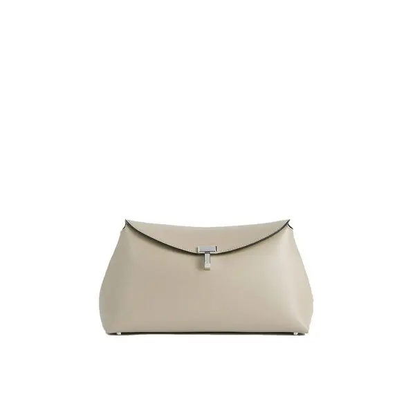 TOTEME T-lock Leather Clutch Bag - White