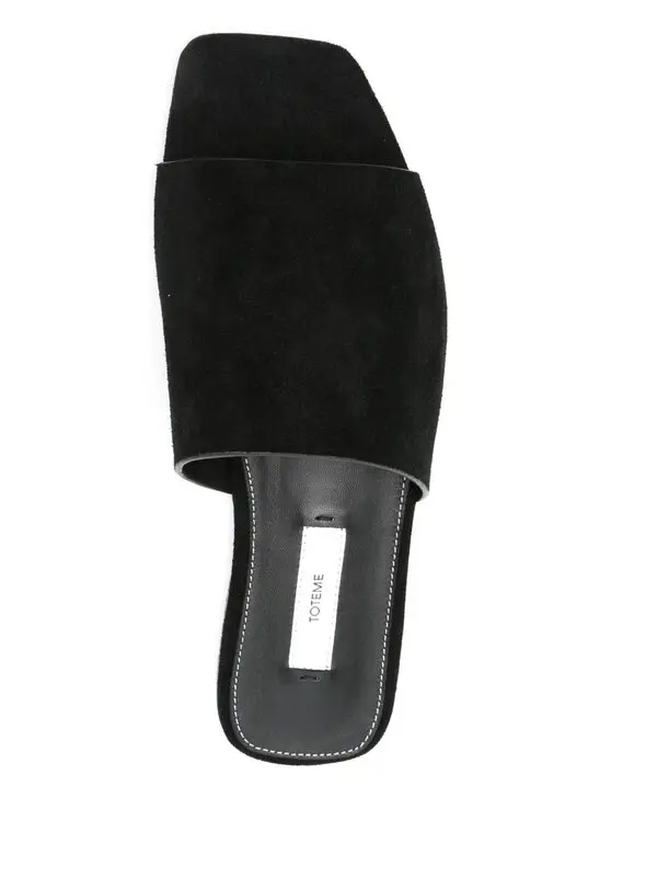 TOTEME Black Velvet Flat Sandals - Multicolor