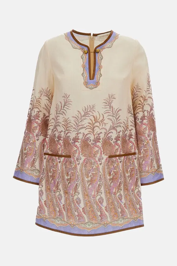Zimmermann Alchemy Paisley Linen Tunic Dress - Multicolor