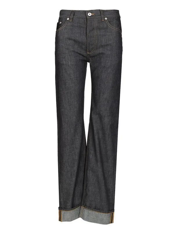 Bottega Veneta Straight Leg Jeans With Suede Pocket - Blue