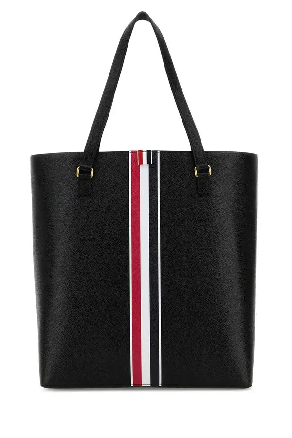 Thom Browne Calf Full Grain Leather Shopping Bag - Black