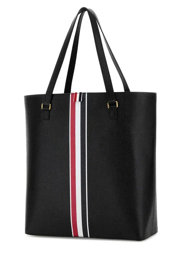 Thom Browne Calf Full Grain Leather Shopping Bag - Black