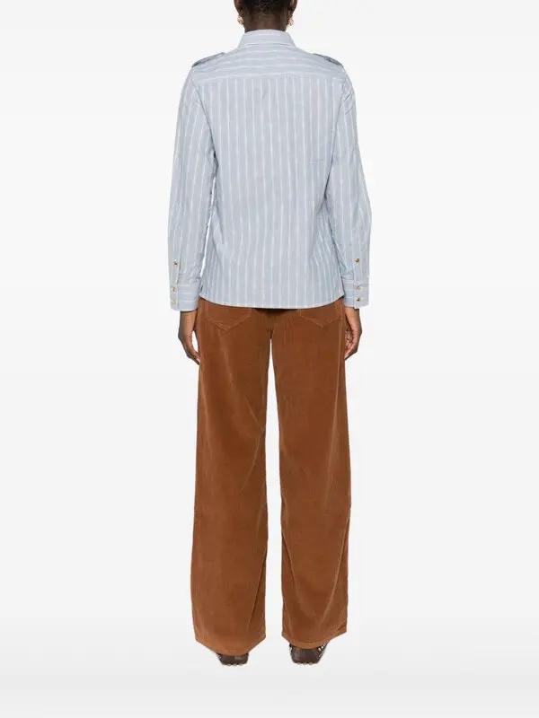 Celine Striped Cotton Shirt With Button-up Front