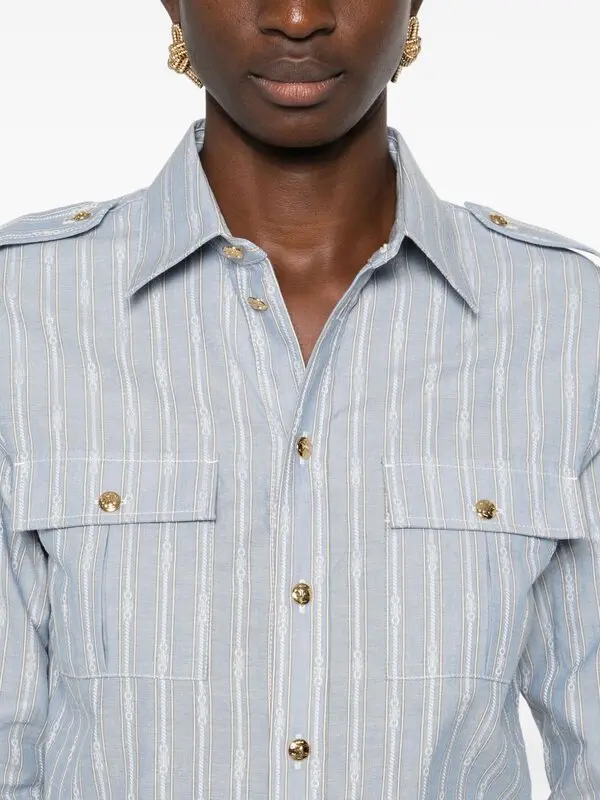 Celine Striped Cotton Shirt With Button-up Front