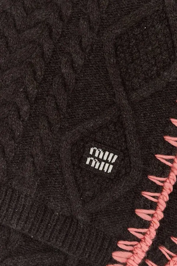 Miu Miu Dark Wool Blend Scarf - Brown