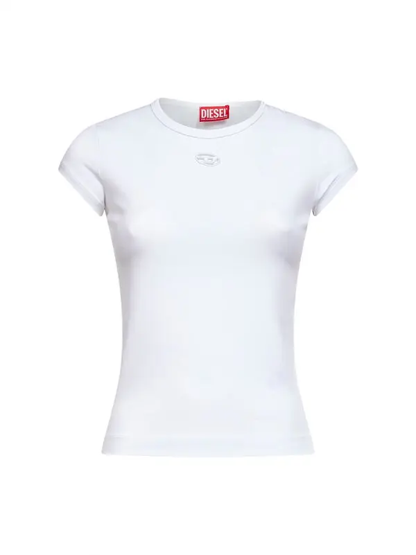 DIESEL® White Stretch Jersey Logo T-shirt - Multicolor
