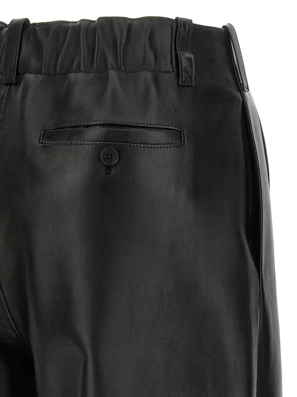 Givenchy Lambskin Leather High-waist Pleated Pants