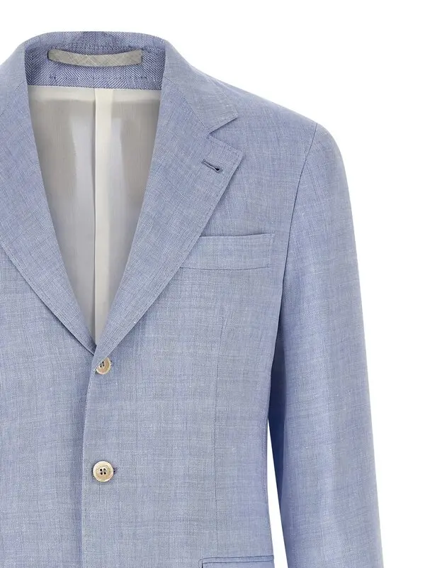 Brunello Cucinelli Linen And Wool Chevron Blazer