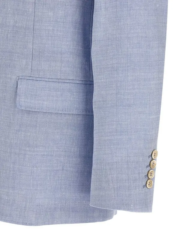 Brunello Cucinelli Linen And Wool Chevron Blazer