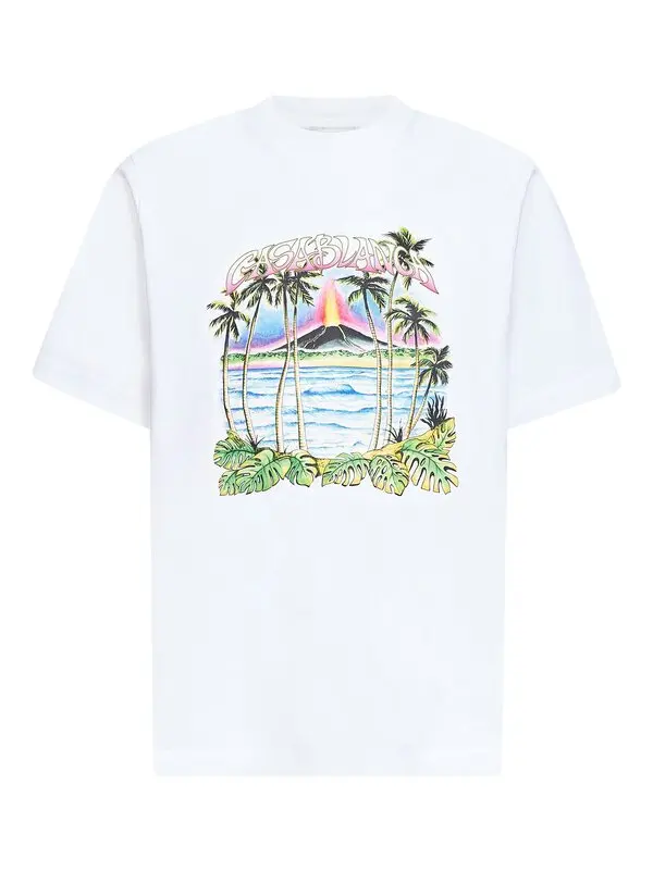 Casablanca White Volcano Printed T-shirt - Multicolor