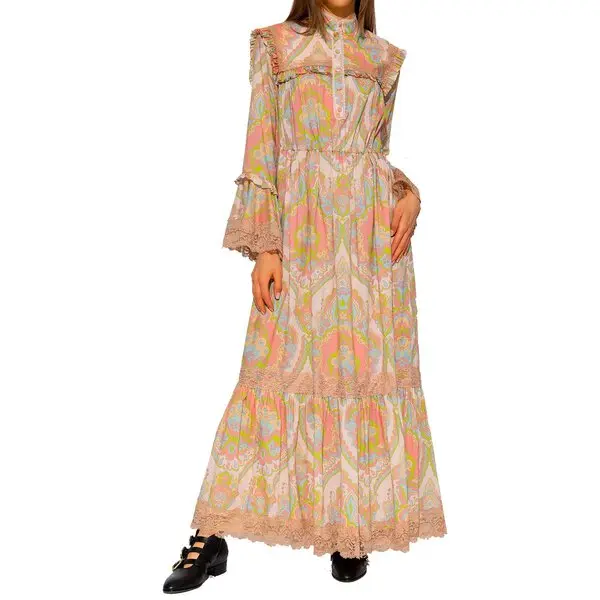 Gucci Fiorito Floral Long Sleeve Dress - Pink