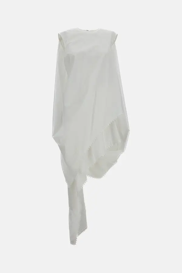 Jacquemus La Robe Traversin Courte" Maxi Dress In White Textured Sheer Cotton Poplin