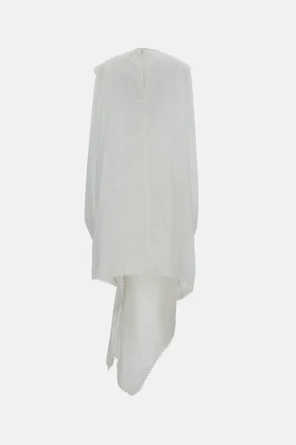 Jacquemus La Robe Traversin Courte" Maxi Dress In White Textured Sheer Cotton Poplin