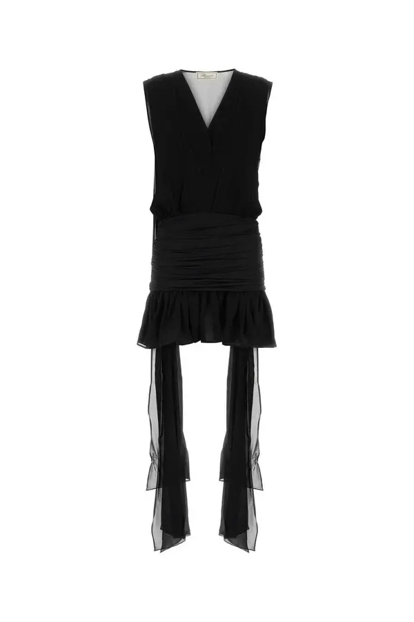 Blumarine Georgette Mini Dress - Black