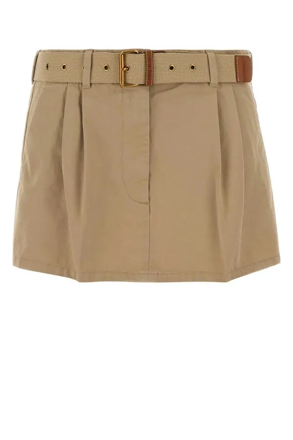 Miu Miu Gabardine Mini Skirt - Brown