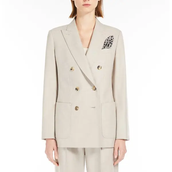 Max Mara Fred Jacket: Cashmere Blend Double-breasted Blazer - Cream