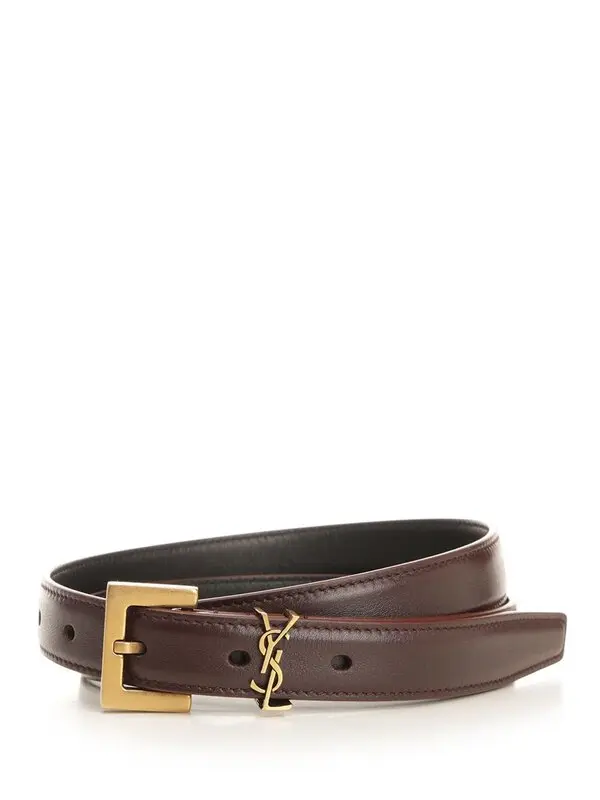 Saint Laurent Cassandre Thin Belt - Black