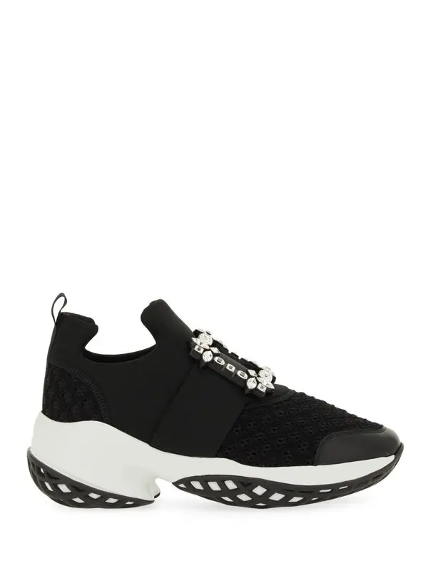 ROGER VIVIER Viv' Run Fabric Embellished Sneakers - Black