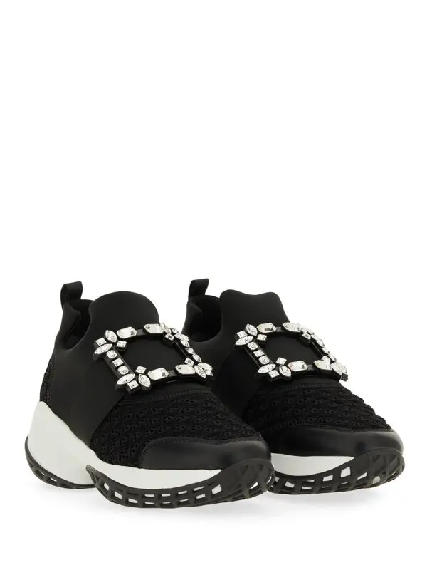 ROGER VIVIER Viv' Run Fabric Embellished Sneakers - Black