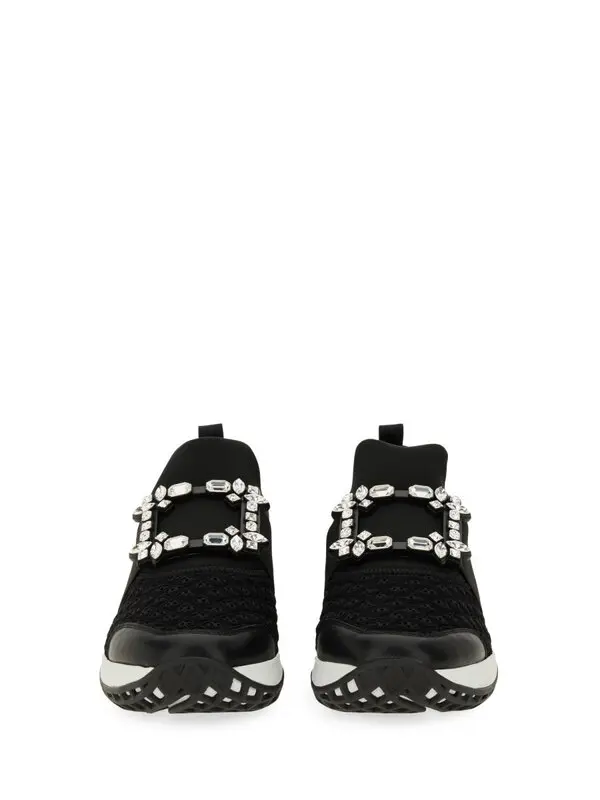 ROGER VIVIER Viv' Run Fabric Embellished Sneakers - Black