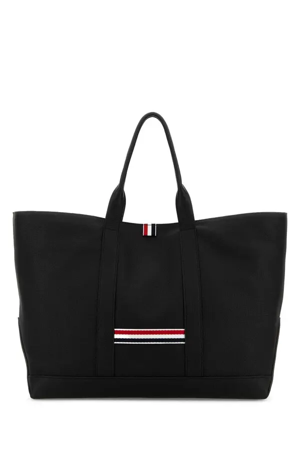 Thom Browne Leather Shopping Bag - Black