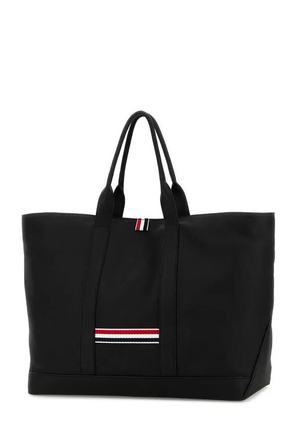 Thom Browne Leather Shopping Bag - Black