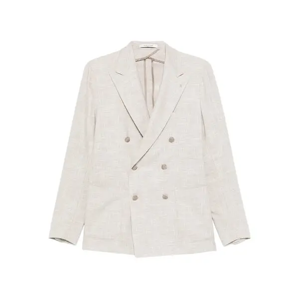 Tagliatore Double-breasted Peak Lapel Jacket - Cream