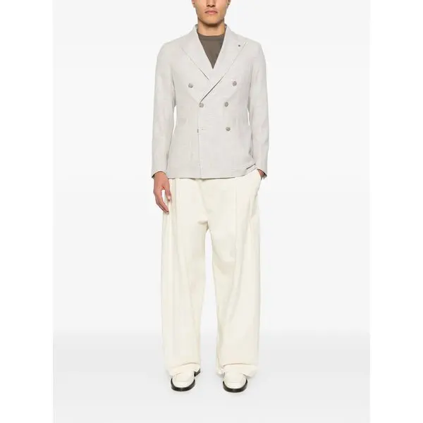 Tagliatore Double-breasted Peak Lapel Jacket - Cream