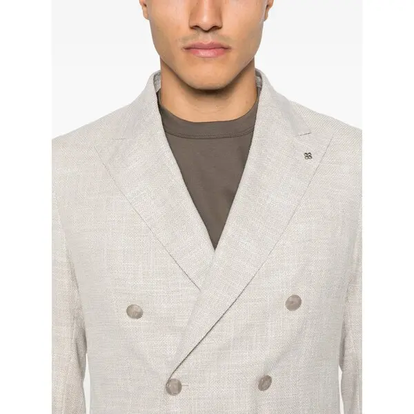 Tagliatore Double-breasted Peak Lapel Jacket - Cream