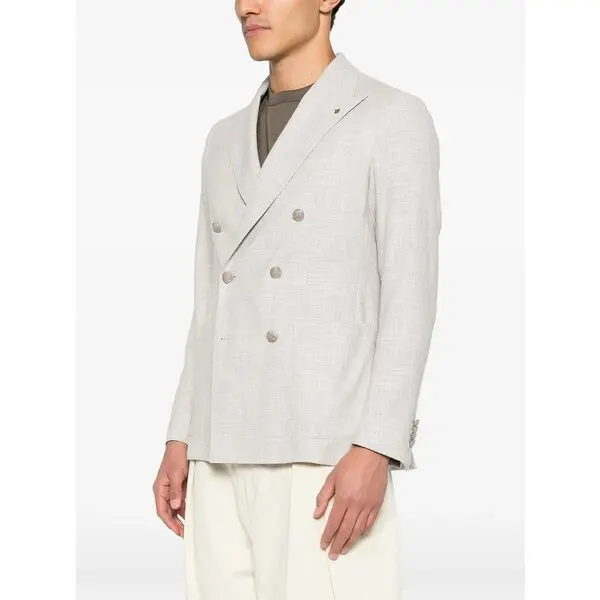 Tagliatore Double-breasted Peak Lapel Jacket - Cream