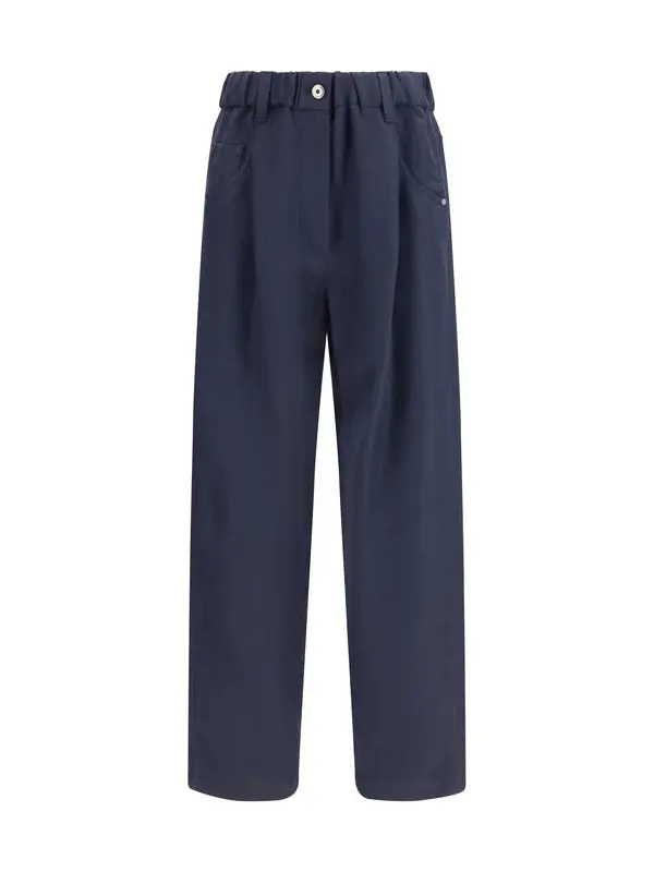 Brunello Cucinelli Mixed Linen Pants - Blue