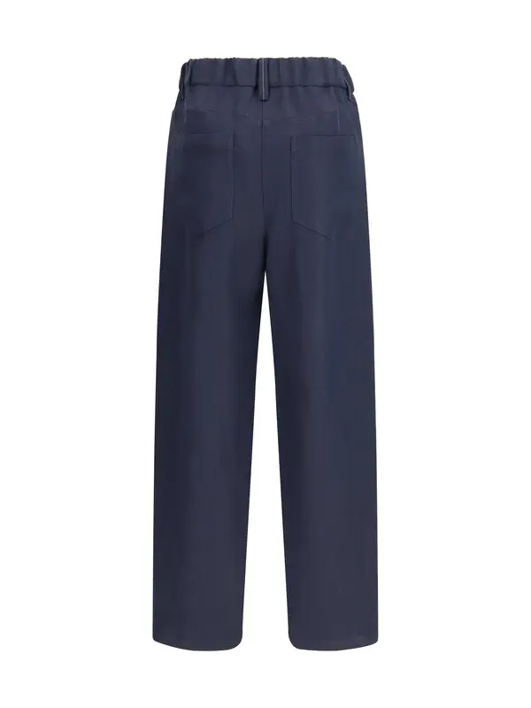Brunello Cucinelli Mixed Linen Pants - Blue