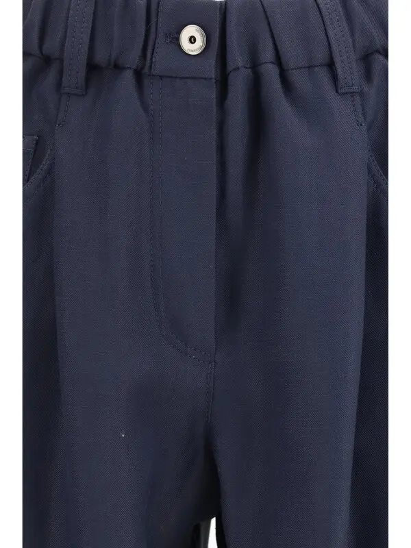 Brunello Cucinelli Mixed Linen Pants - Blue