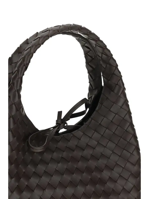 Bottega Veneta Campana Shoulder Bag In Woven Intrecciato Leather - Brown