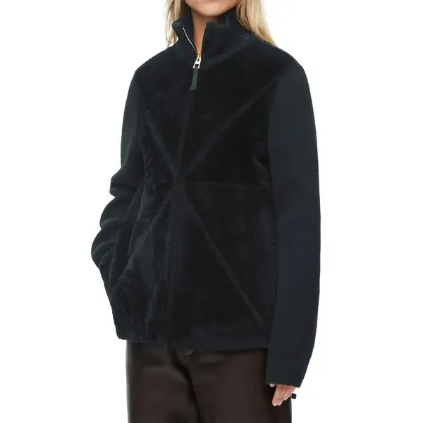 Loewe Shearling And Knit Zip-up Jacket