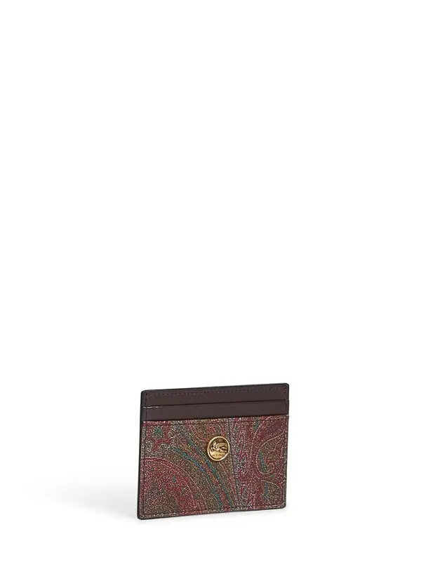 Etro Brown Paisley Card Holder With Coin