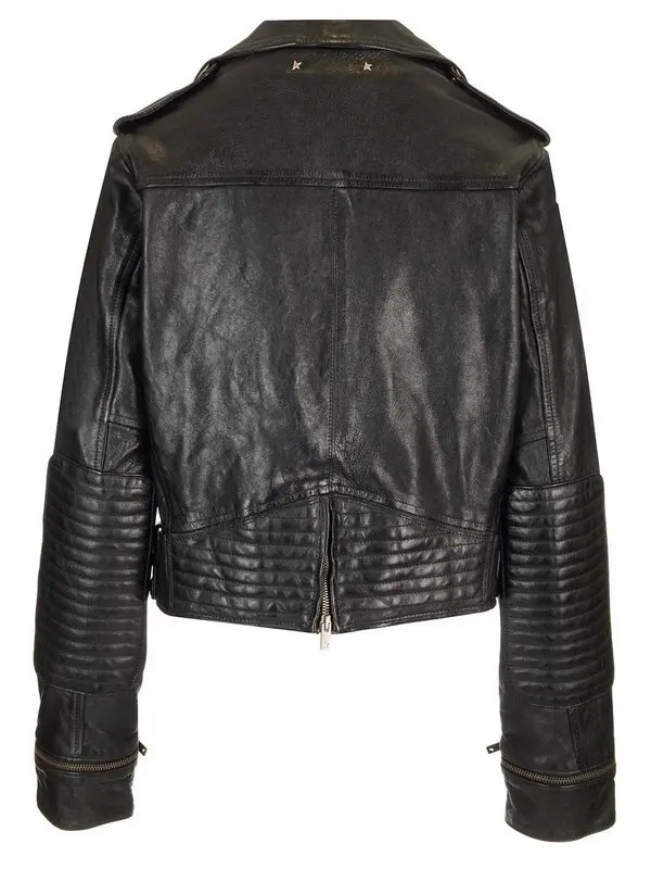 GOLDEN GOOSE Distressed Leather Biker Jacket